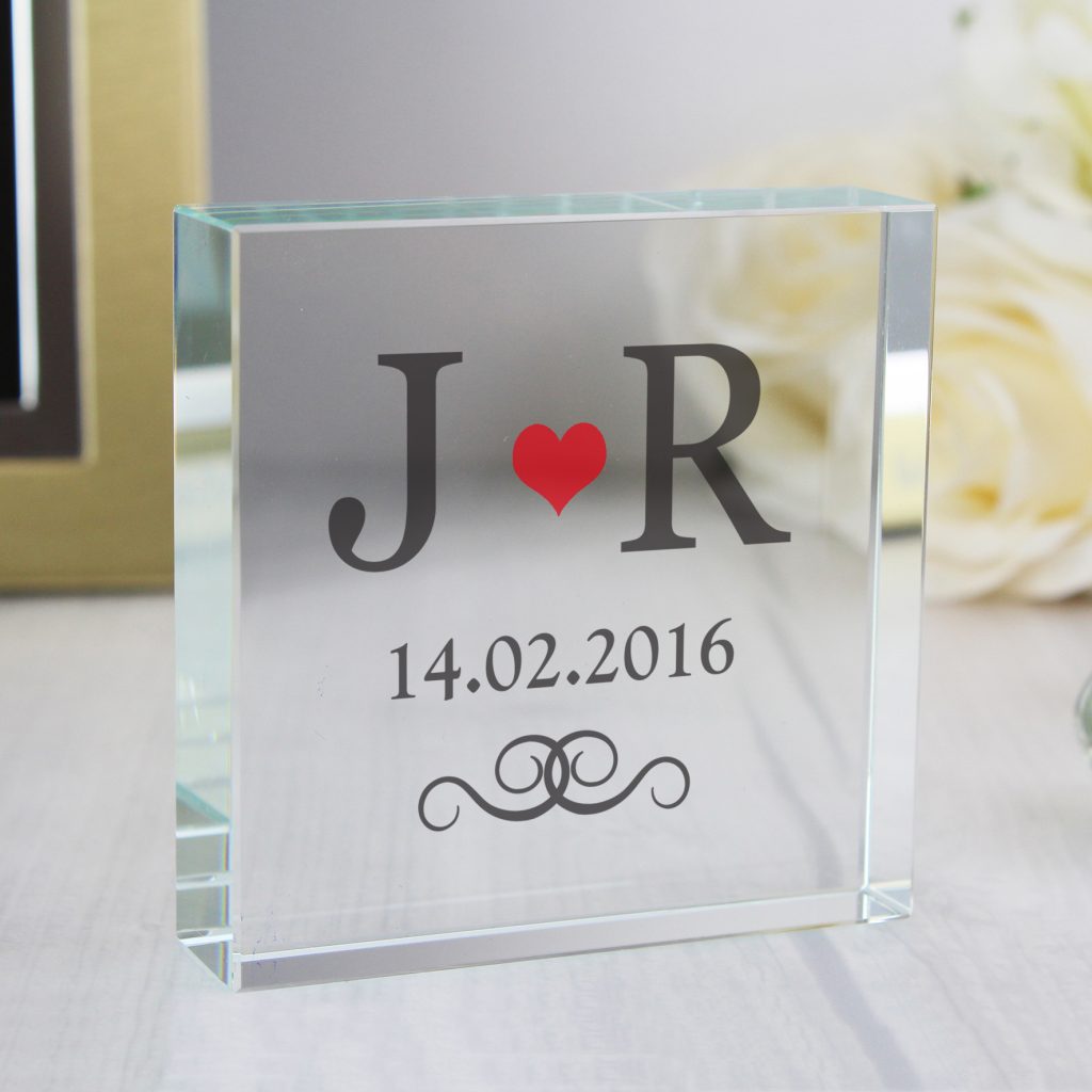 Mr & Mrs Large Crystal Block - Personalised Glass Blocks