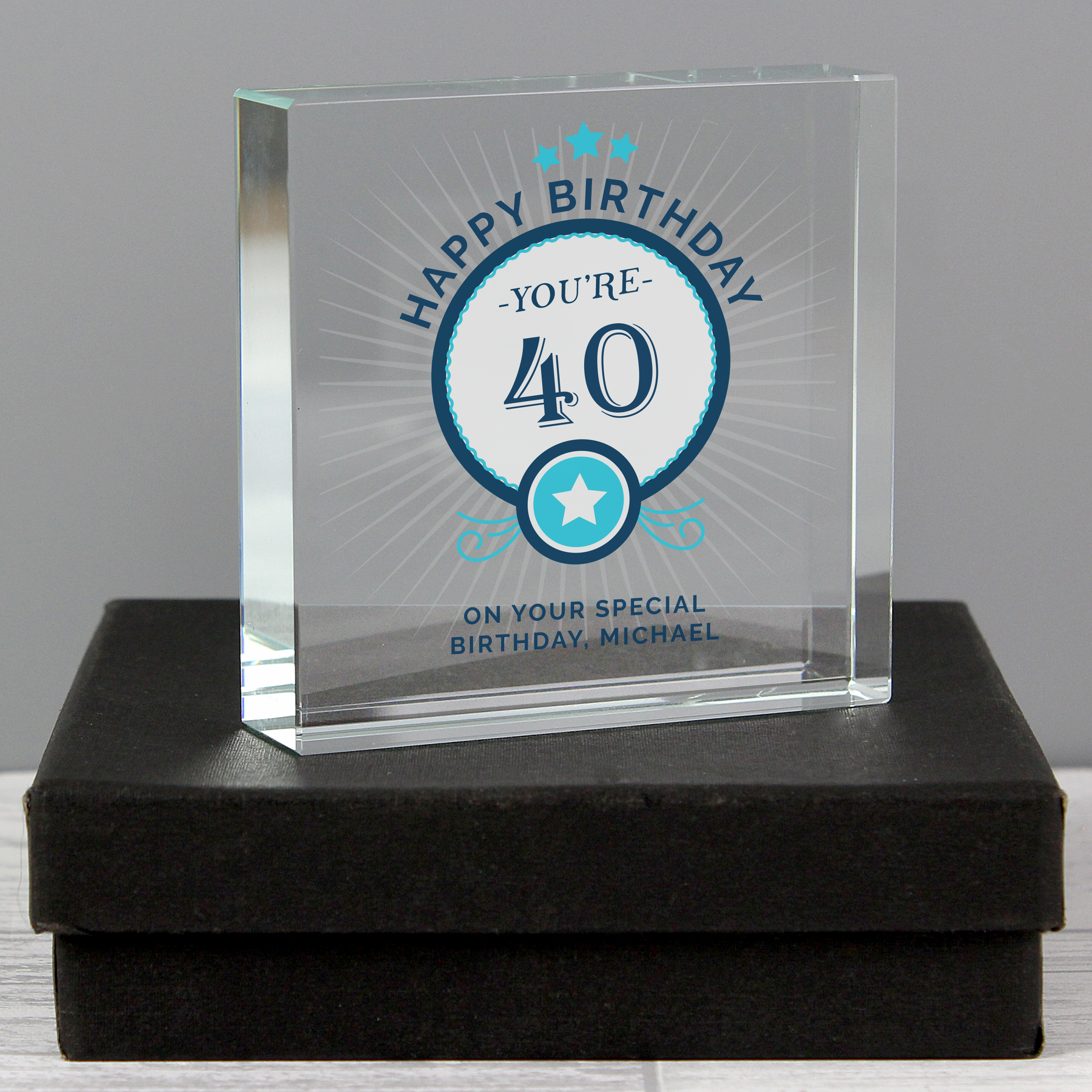Personalised Colour Confetti Birthday Crystal Glass Token
