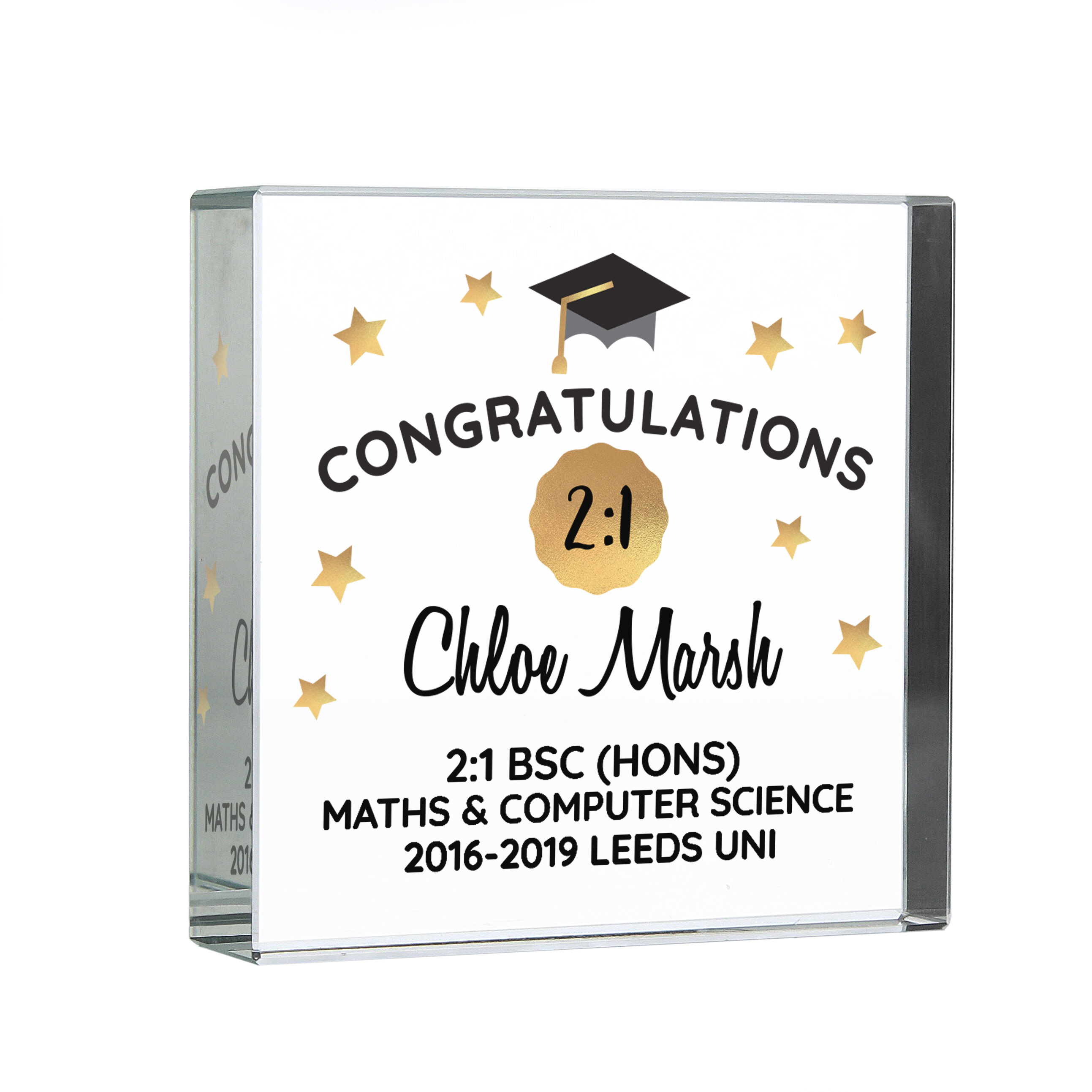 Personalised Graduation Crystal Token - Engraved Graduation Gifts