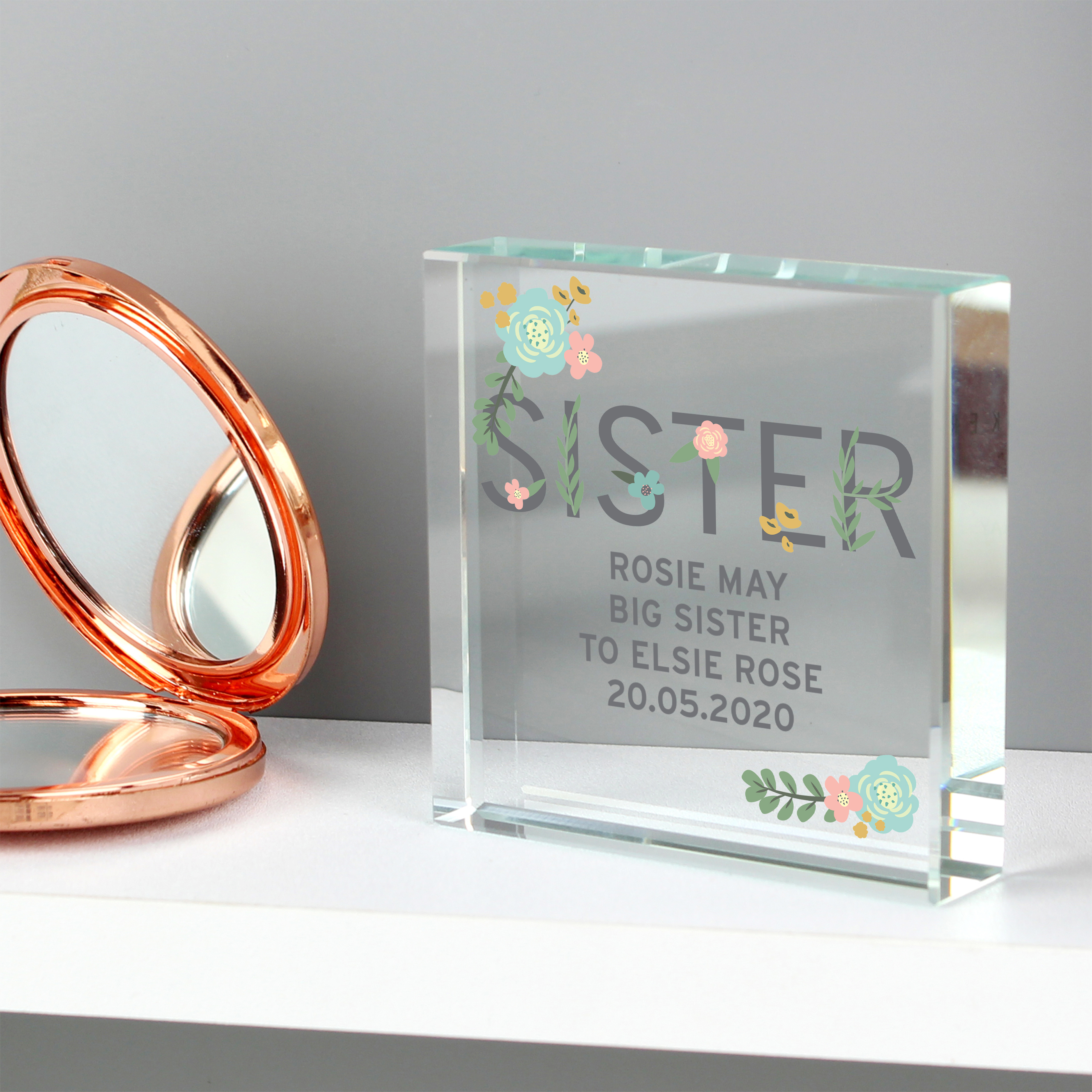 Personalised Sister Crystal Keepsake Gift - PersonalisedGlassBlocks.co.uk