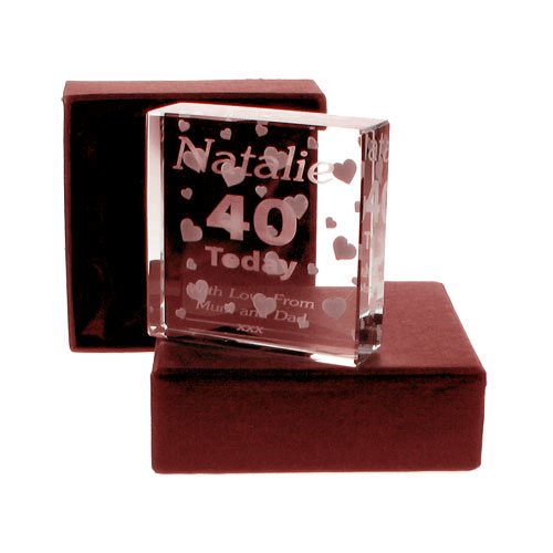 Personalised 40th Jade Block – Hearts - Personalised 3D Crystals, Glass ...